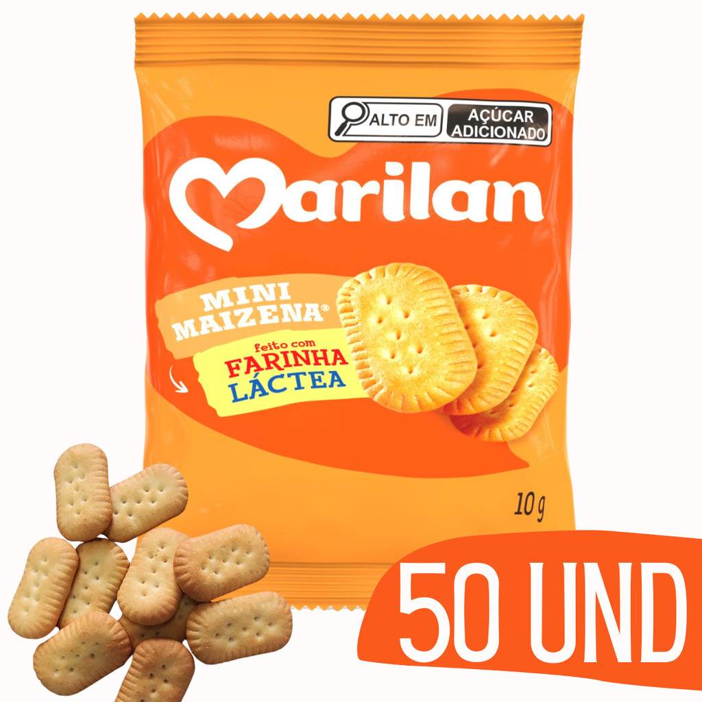 Biscoito Mini Maizena Marilan Sache 10g - 50 unidades | Shopee Brasil