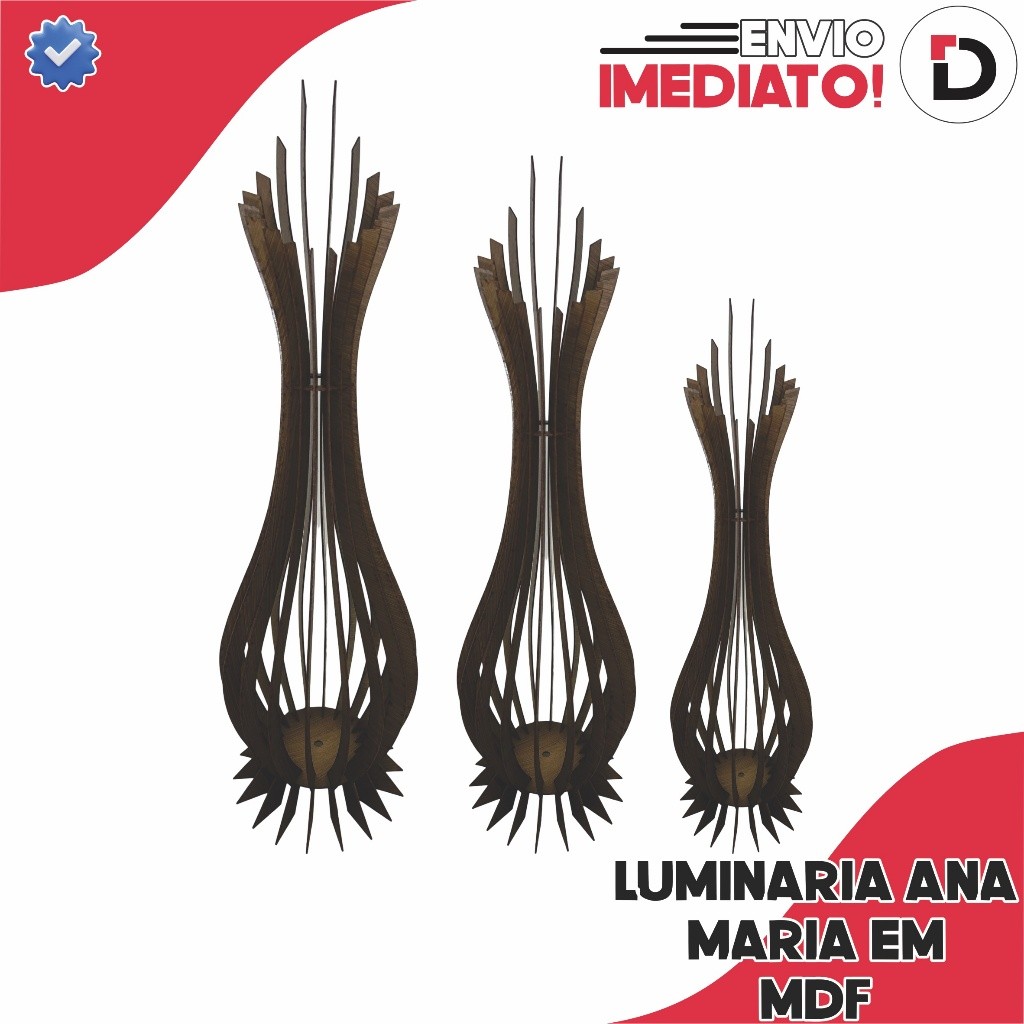 Kit Luminária ANA MARIA MDF / Abajur Grande de Chão PMG - PINTADO ...