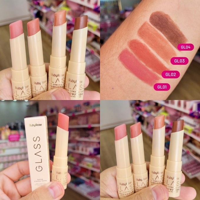 Batom Cremoso Aveludado Bala Ruby Rose Glass Creamy Longa Duração ...