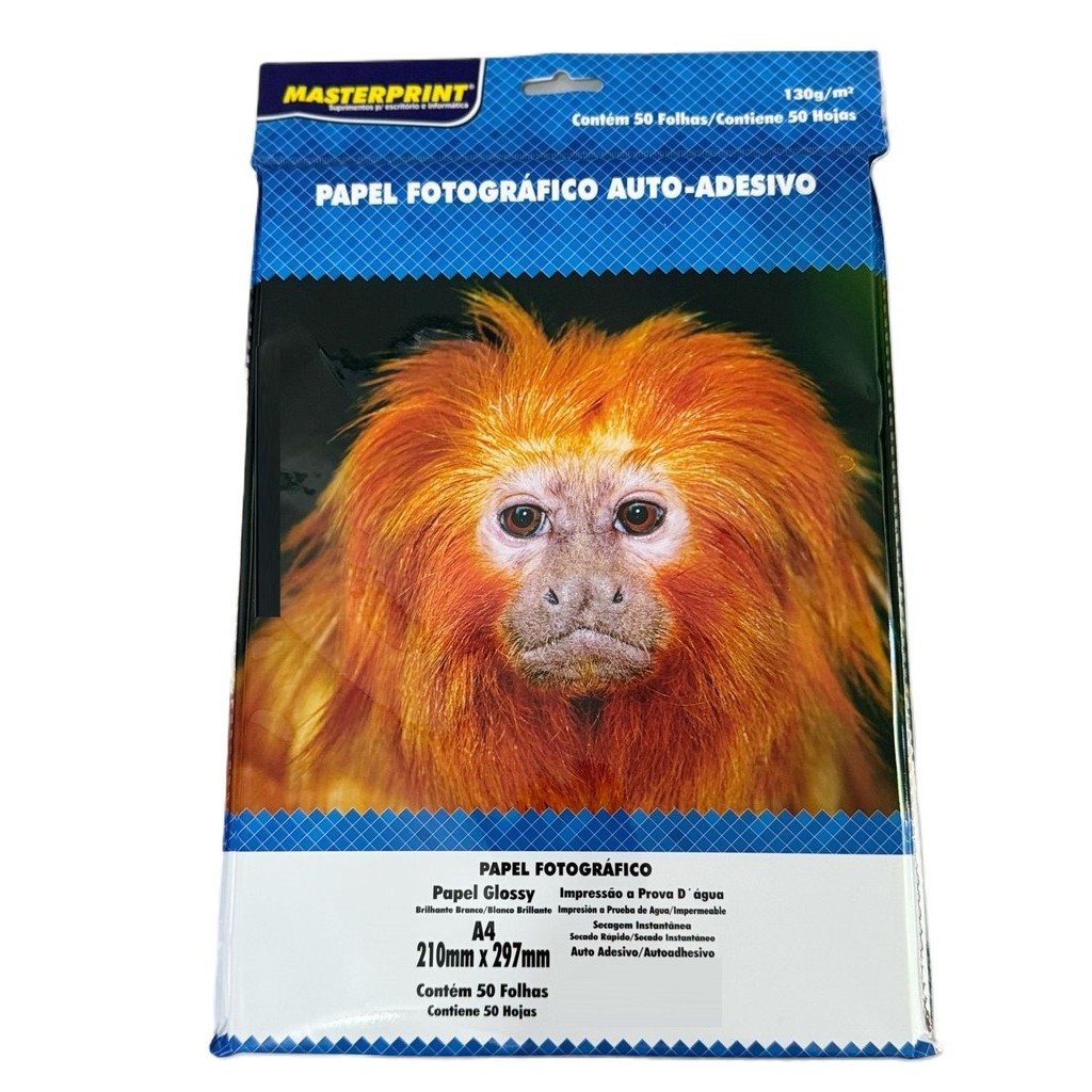Papel Fotográfico ADESIVO A4 Glossy Branco BRILHANTE 130g Masterprint ...