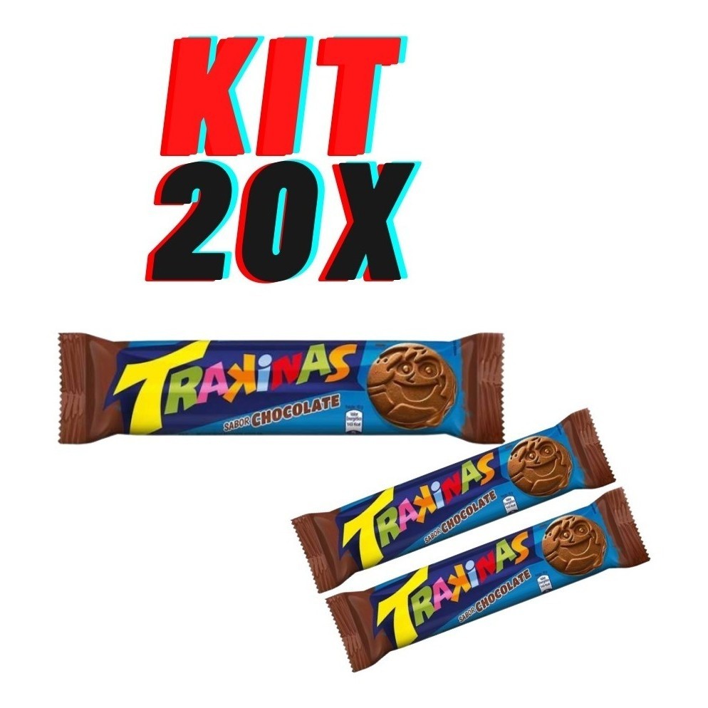 Kit 20 Pacotes De Trakinas Recheado Sabor Chocolate 126g | Shopee Brasil