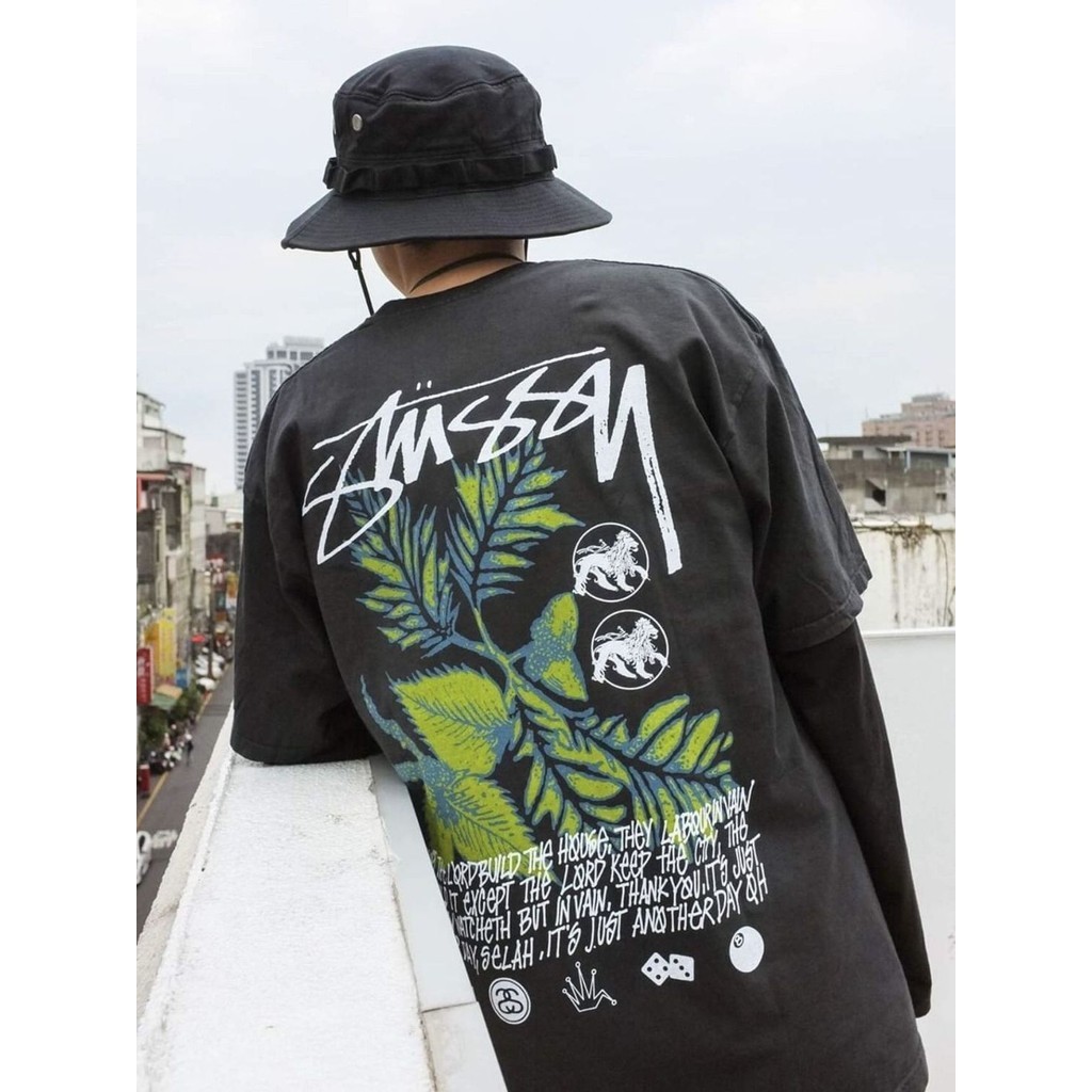 Stussy Verão Manga Curta Flor E Grama Escrita Letras Casal Solto ...