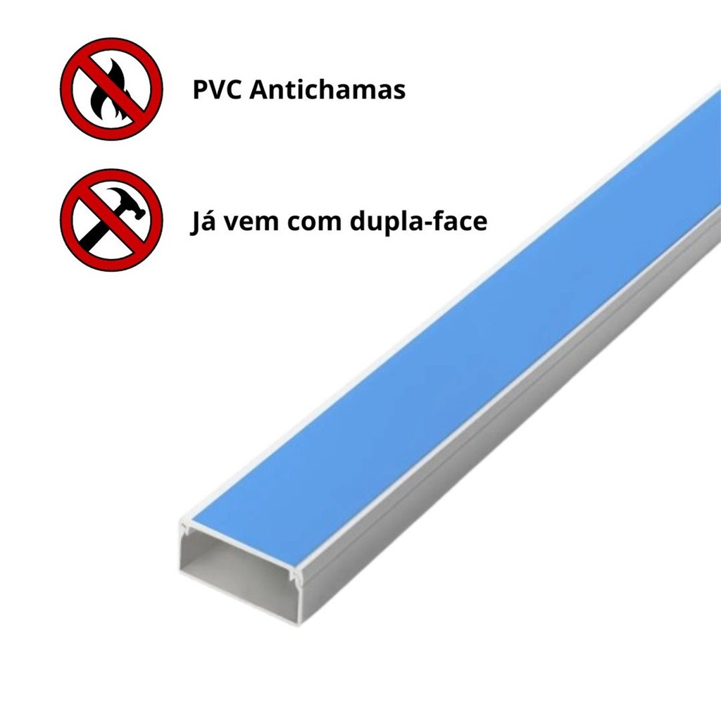 Canaleta 20x10mm C/ Fita Adesiva Branca Inova Pro Fácil Alumbra Barra 1 ...