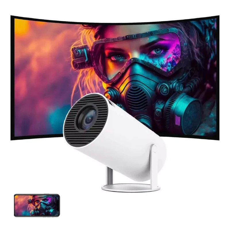 Projetor HY300 Portátil Smart Android 11 4K Ultra HD Wifi Bluetooth Alto Falante Embutido ...