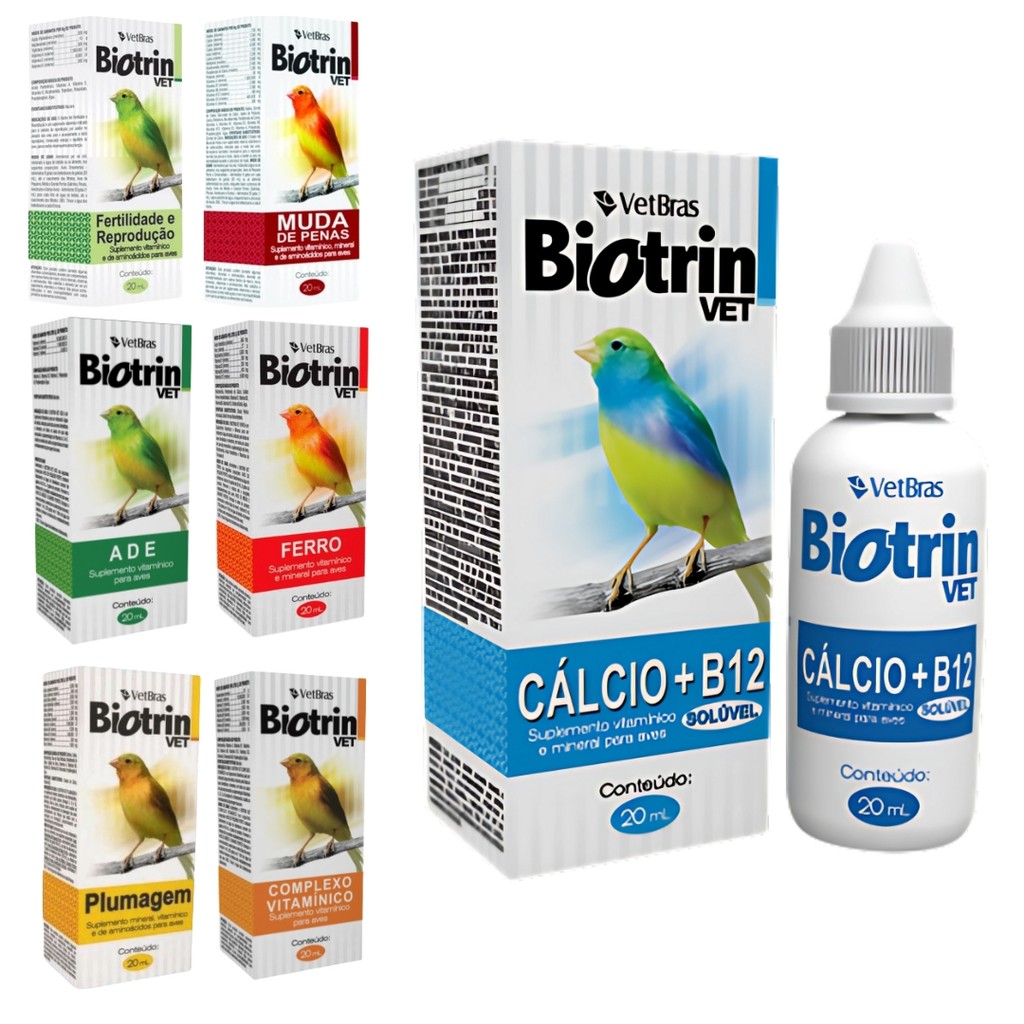 Suplemento Vitamínico para Passáros Aves Biotrin Vet 20ml | Shopee Brasil