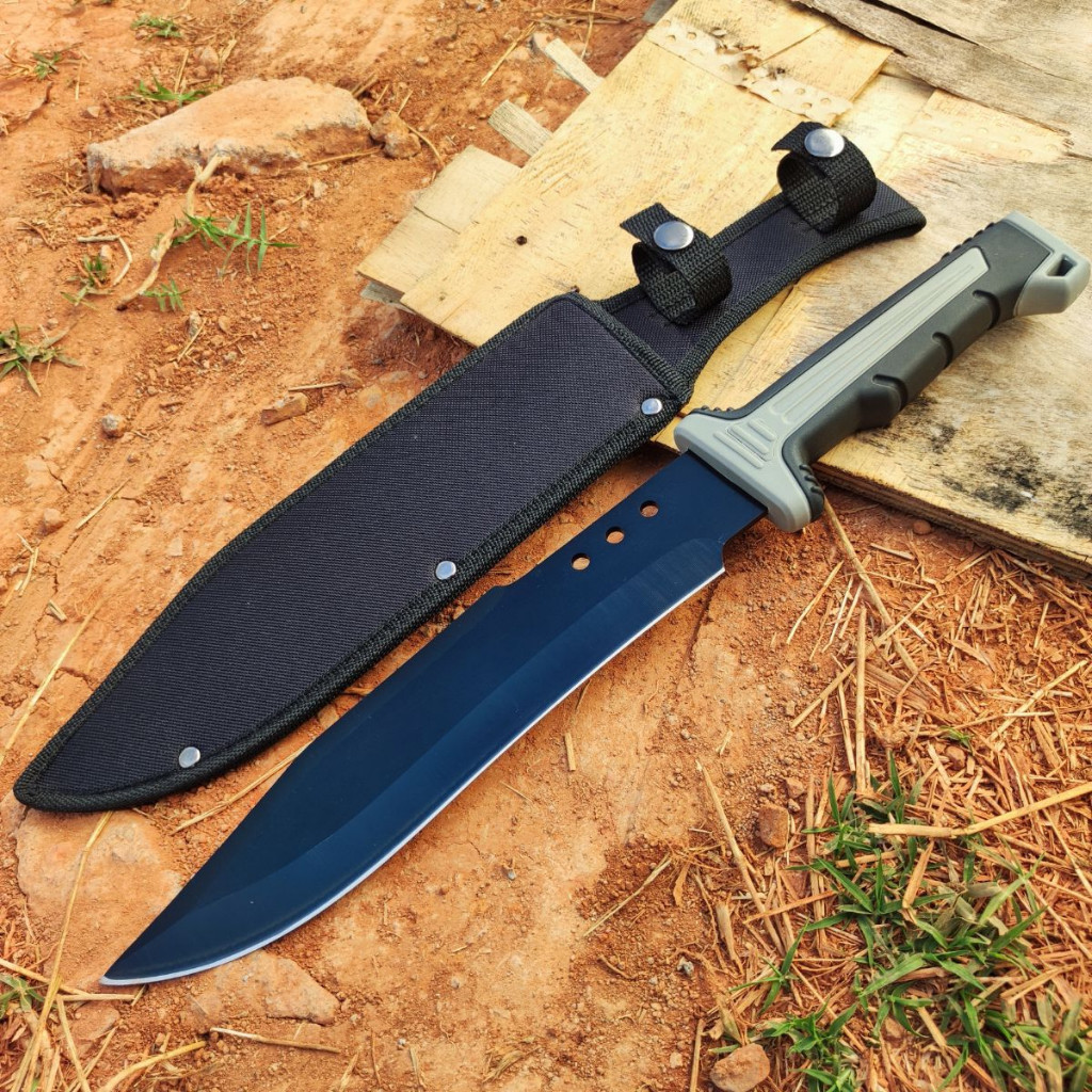 Rambo Grande Facão Preto Muito Afiado Top Tático Esportivo SLK-A200 ...