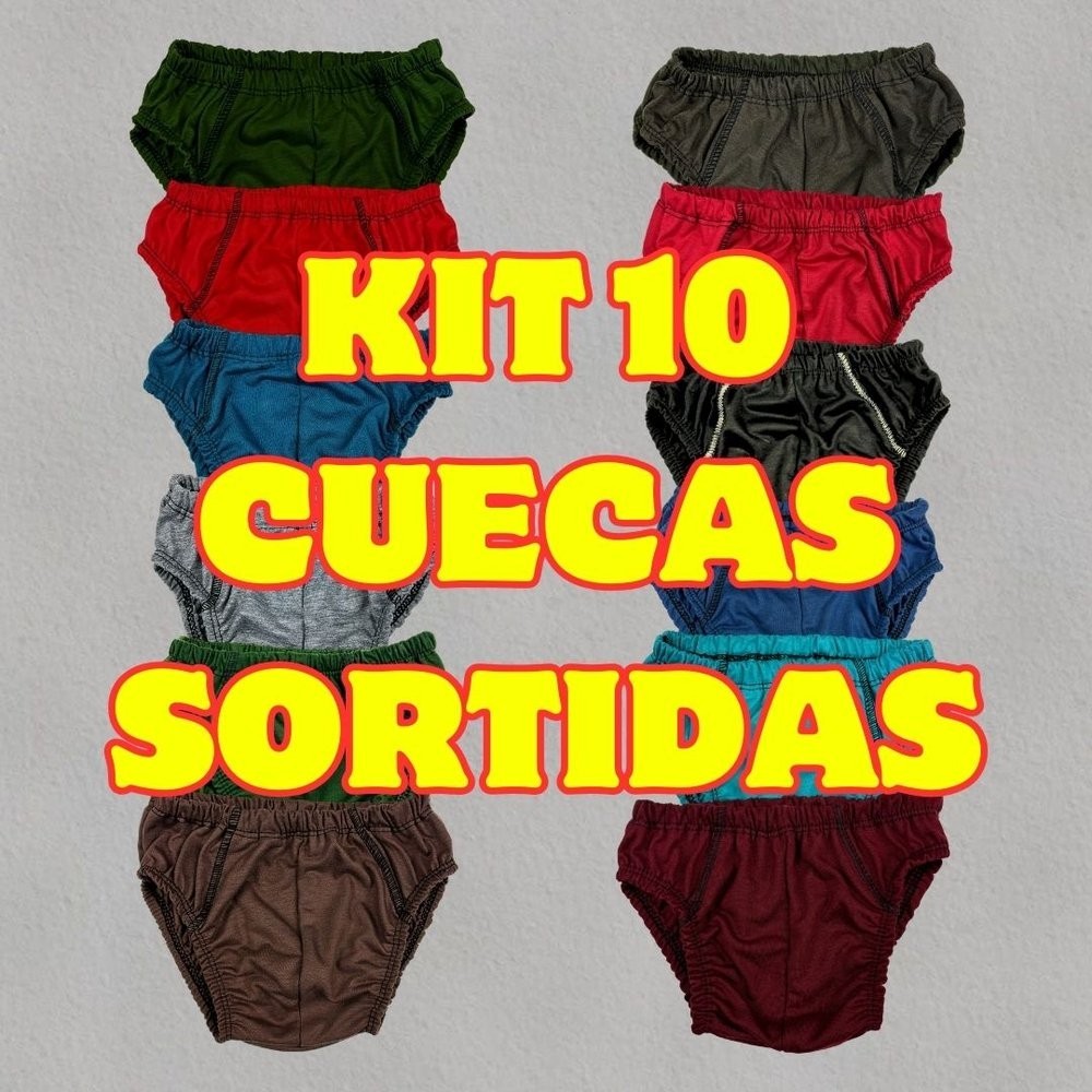 Kit Cueca Infantil com 10 Unidades Sortidas Cuequinha Menino Infantil ...