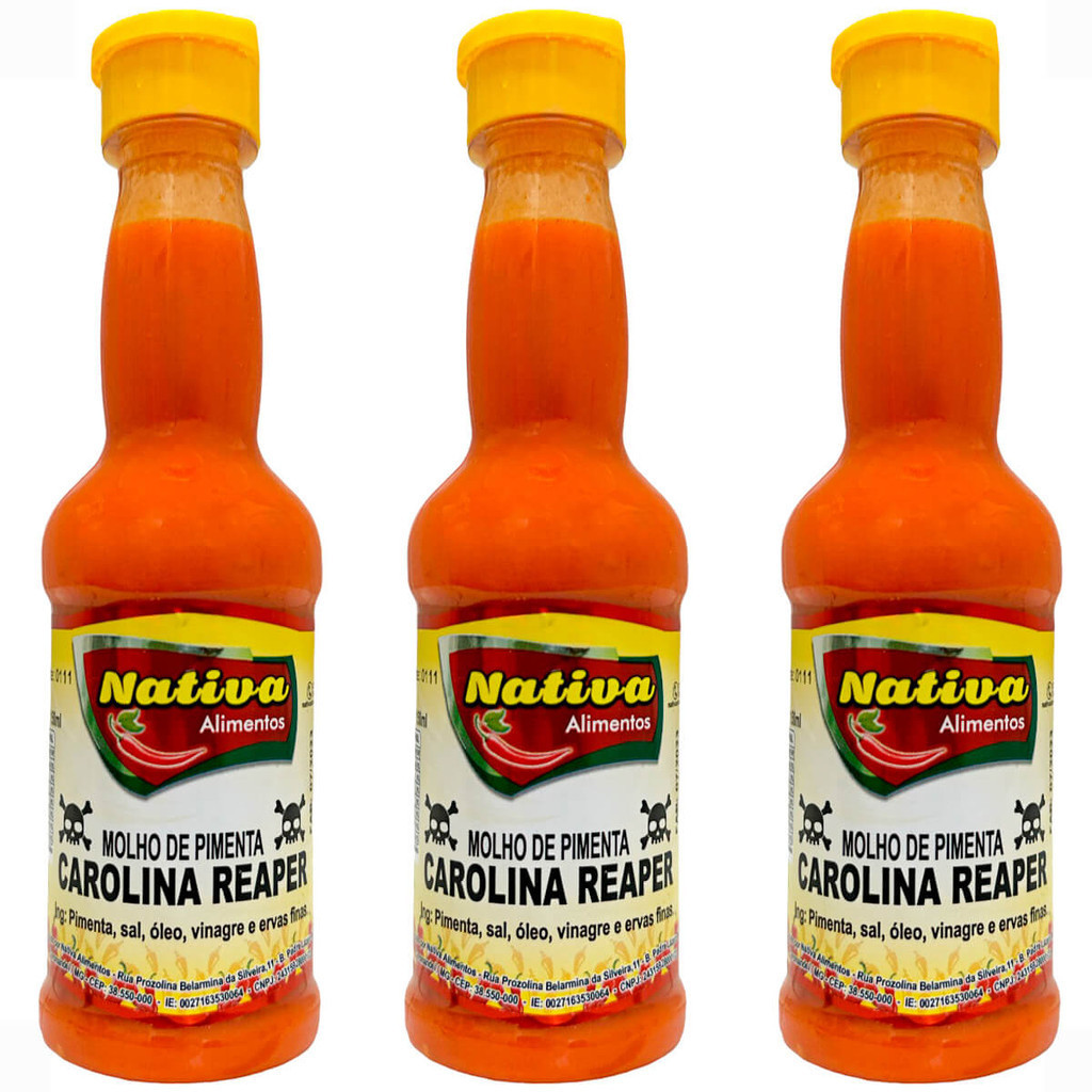 Kit c/ 3 Pimentas Carolina Reaper Nativa 150ml A Mais Picante do Mundo ...