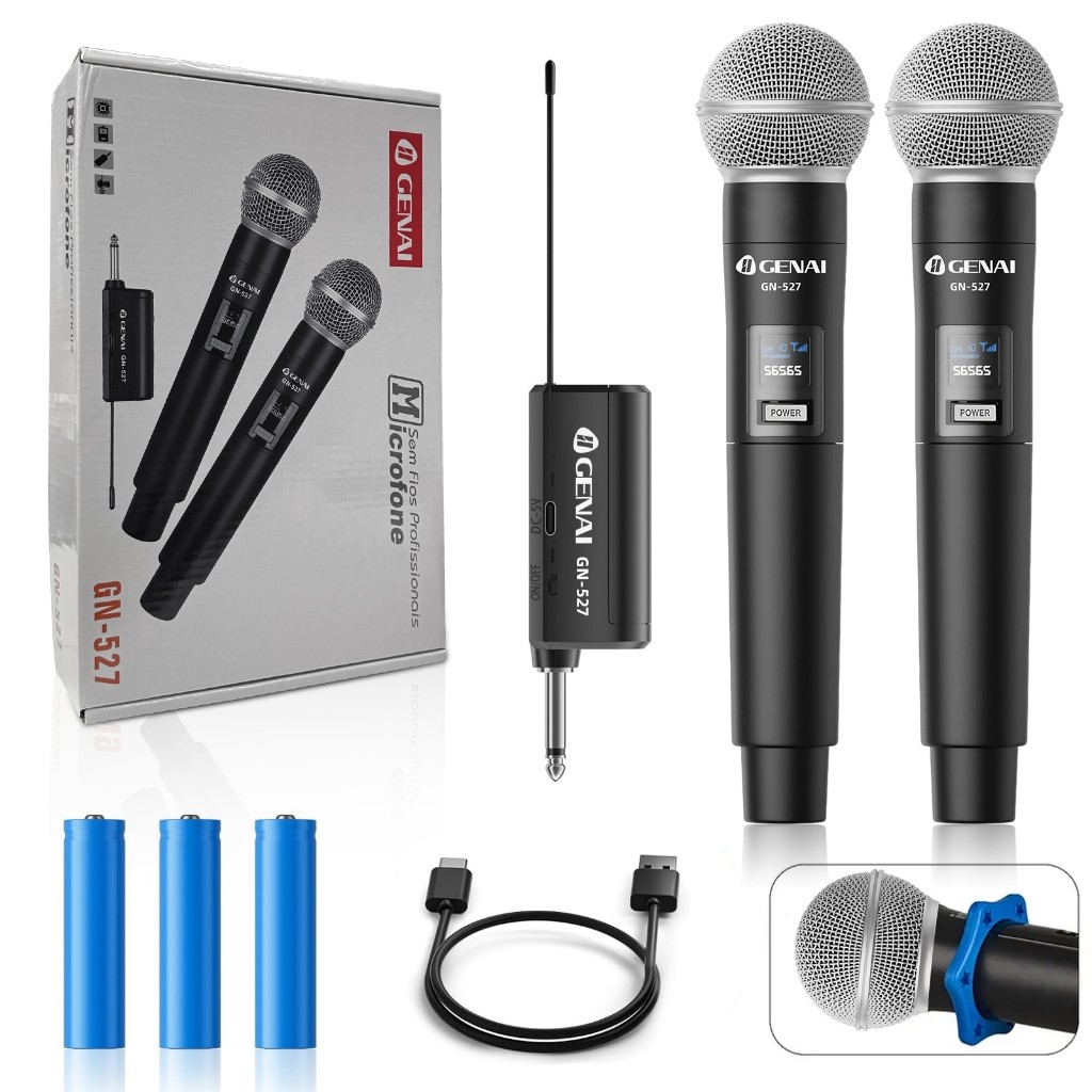 Kit 2 Microfones Premium Bateria Recarregável Sem Fio Sinal Forte ...
