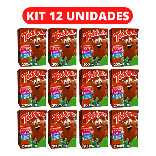 Kit Toddynho Todinho Chocolate 12u 200ml Bebida Achocolatado | Shopee ...