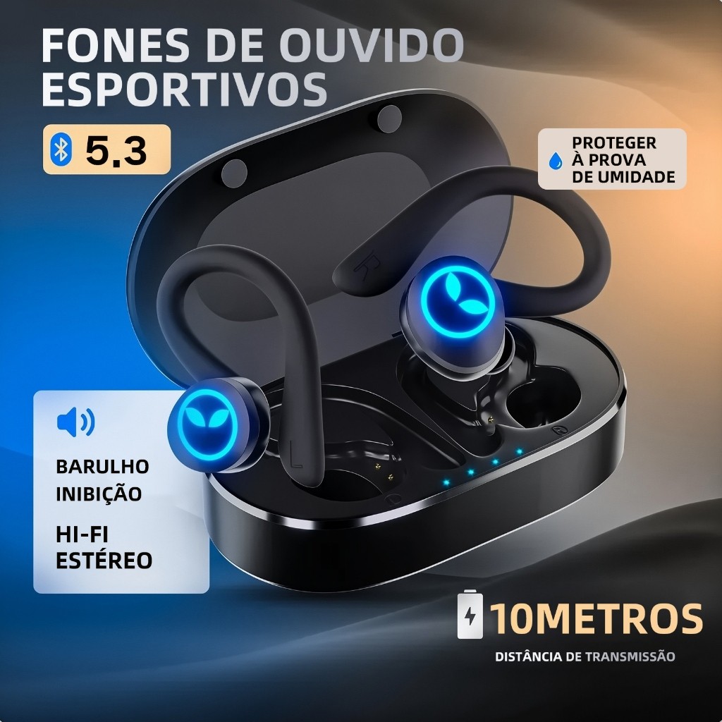 Fone De Ouvido Sem Fio Bluetooth Tws Gancho Com Microfone | Shopee Brasil