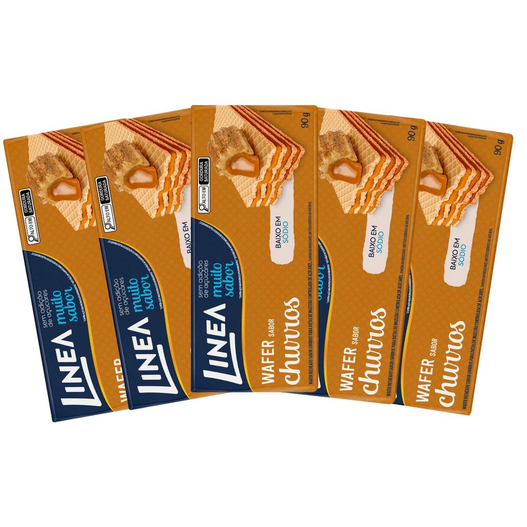 Kit 5 Linea Wafer Sem Adição de Açúcar Sabor Churros 90g | Shopee Brasil