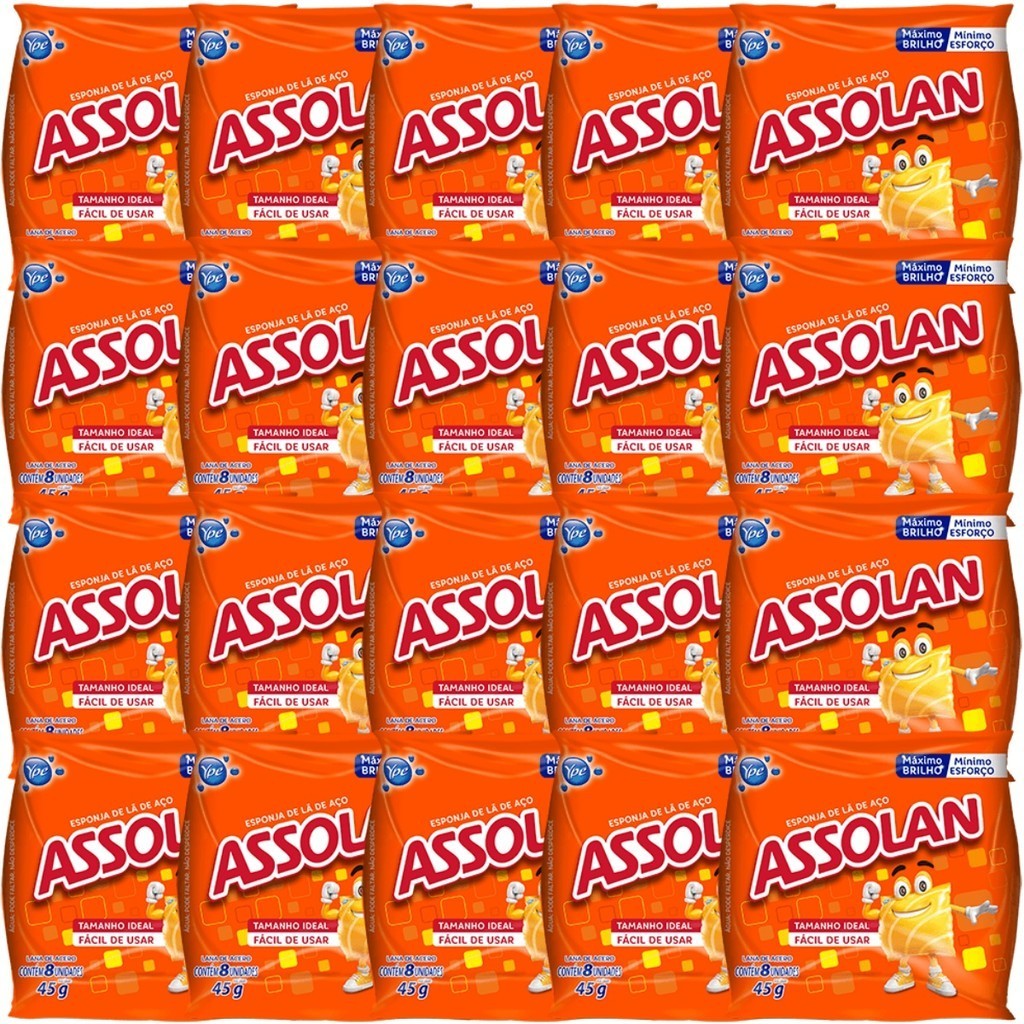 Esponja Lã Aço Assolan Cozinha Fardo 20 Pacotes com 8 Buchas | Shopee ...