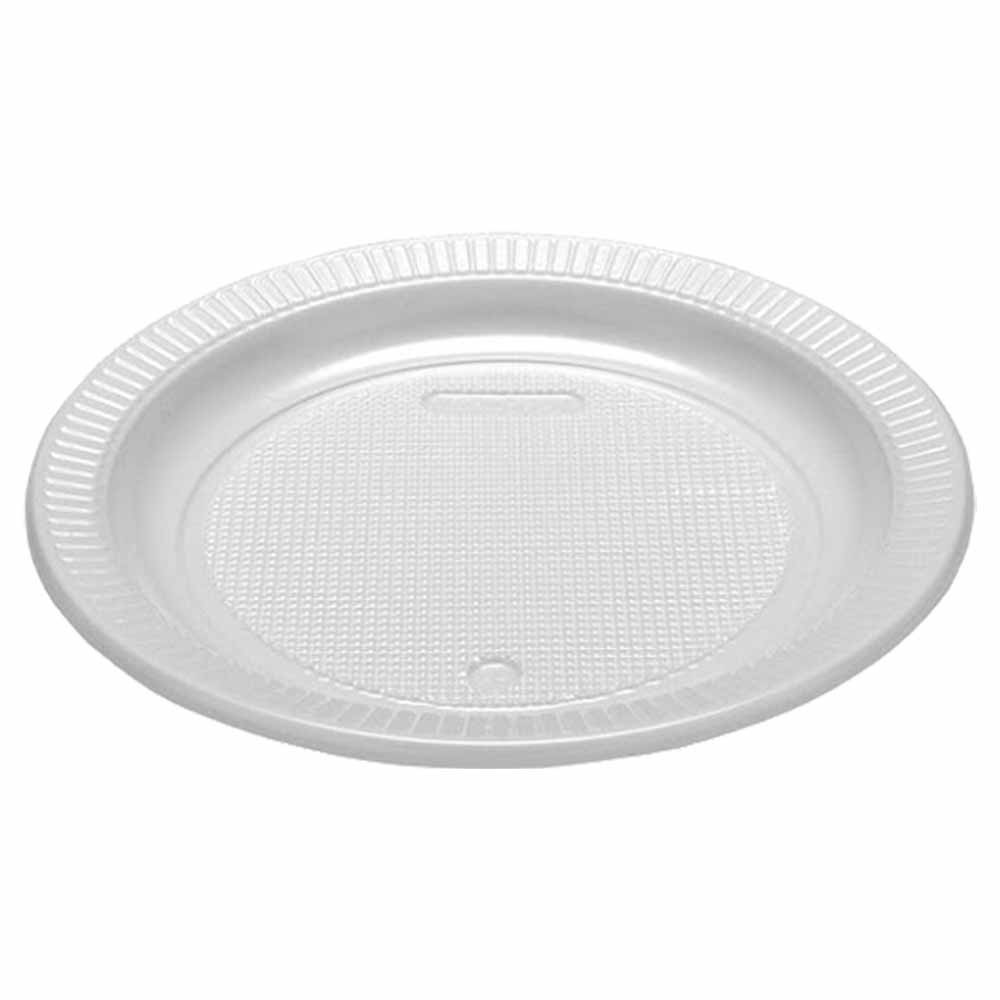 Kit 100 Pratinho Raso Prato Plástico Descartável 15cm Branco Totalplast ...