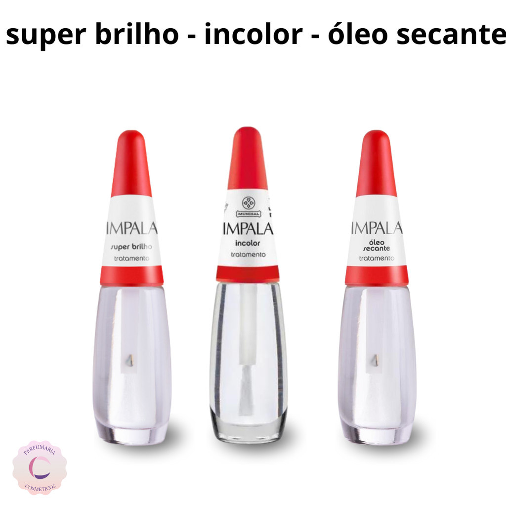 Kit Bases IMPALA (super brilho, incolor, óleo secante) | Shopee Brasil