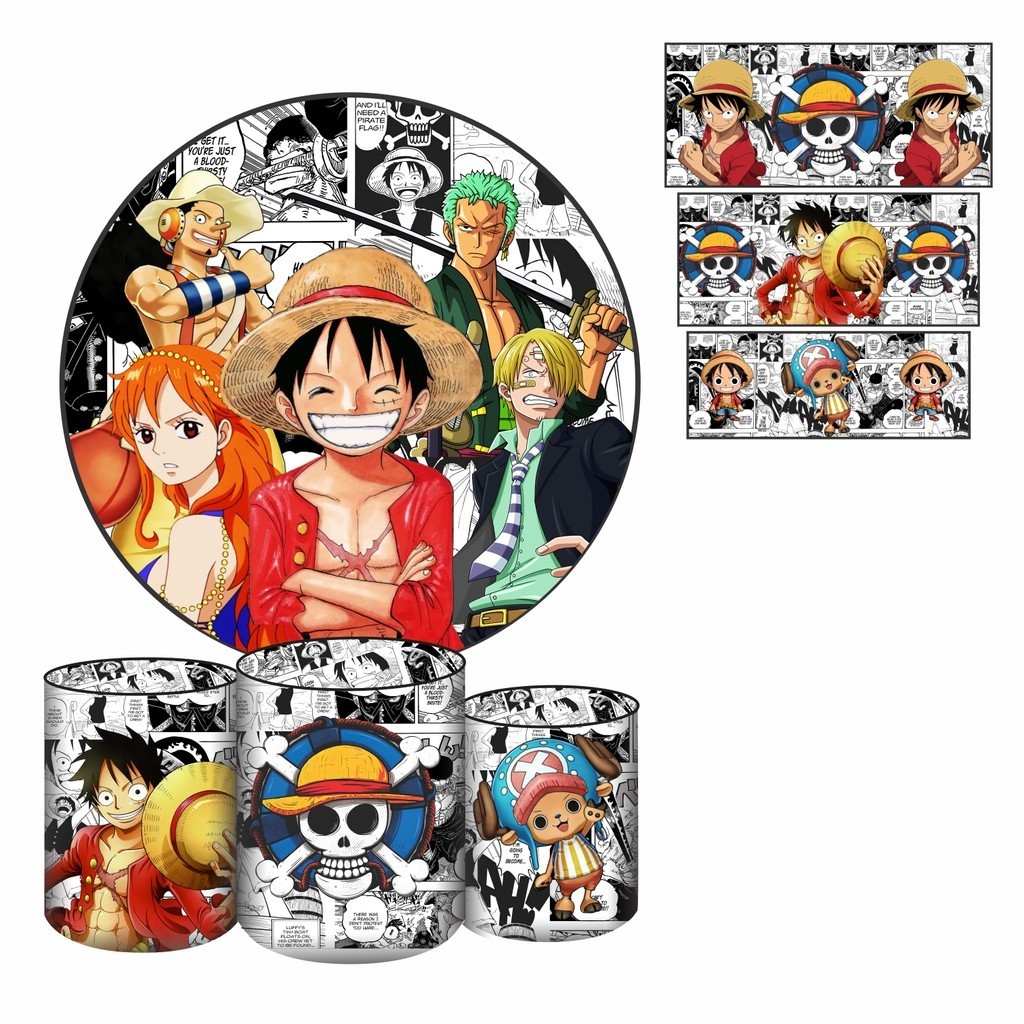 Kit Painel Redondo One Piece Cilindro Festa Decoração | Shopee Brasil