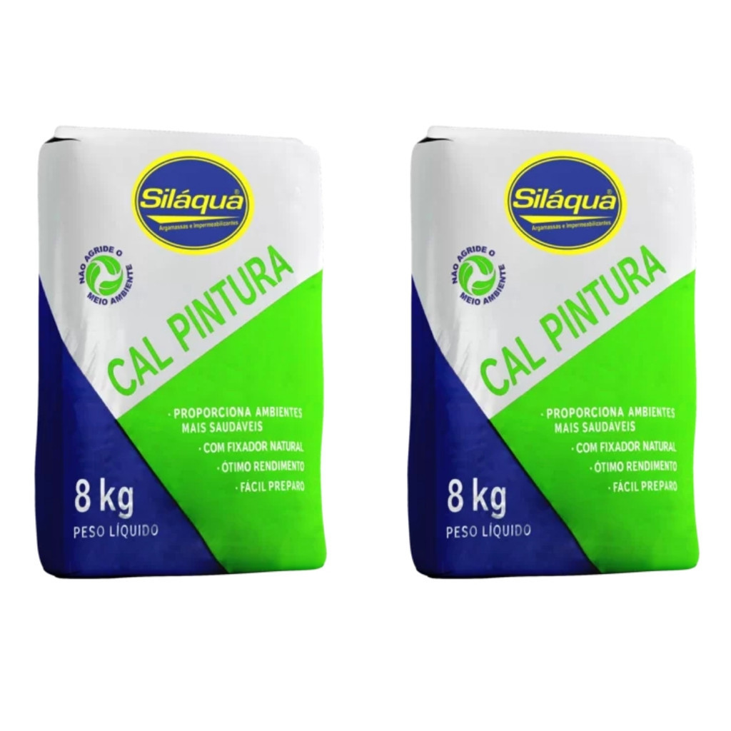 Kit 2 Cal de Pintura e Reboco Natural Branco Silaqua 8kg | Shopee Brasil