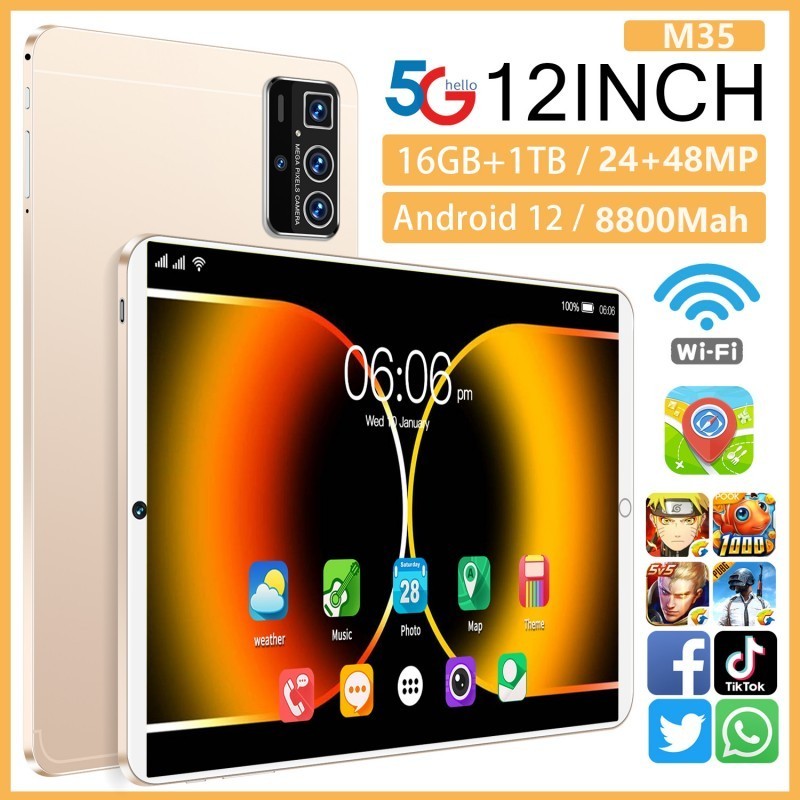 Tablet Android de 12.0 polegadas 16 + 1TB Tablet Cartão Duplo 5G Wifi ...