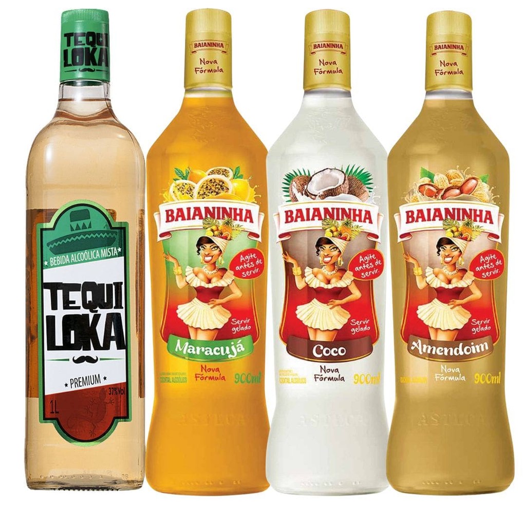 Kit Batida Baianinha 900ml Maracujá + Coco + Amendoim + Tequila ...