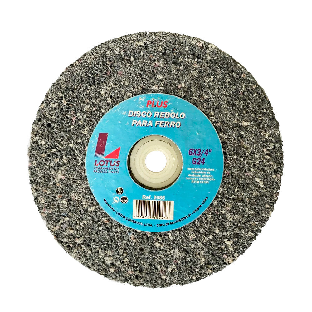 Rebolo Reto Moto Esmeril 6'' x 3/4'' x Grão 24 Lotus 2686 | Shopee Brasil