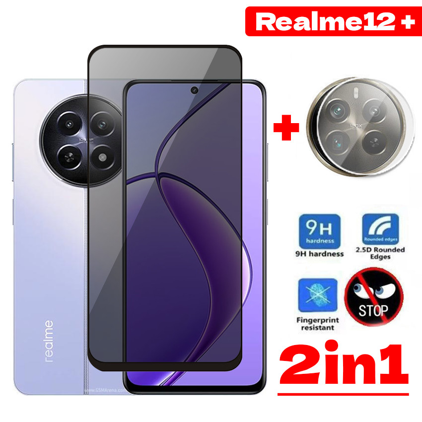 Para Realme 12 Plus 12 + 12Plus 12X 5G 2024 Anti-Spy Privacidade Completa Protetor De Tela De ...
