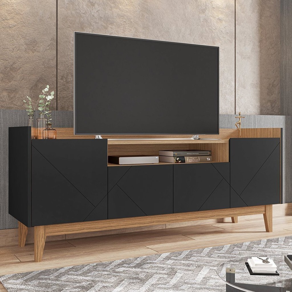 Rack para TV até 60 Polegadas 4 Portas 1 Nicho 158cm Adria Versátile ...