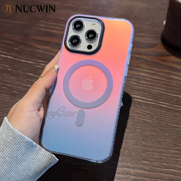 Gradiente Laser Para Capa Magsafe iPhone 15 14 13 12 Pro Max 11 Carregamento Magnético Sem Fio ...