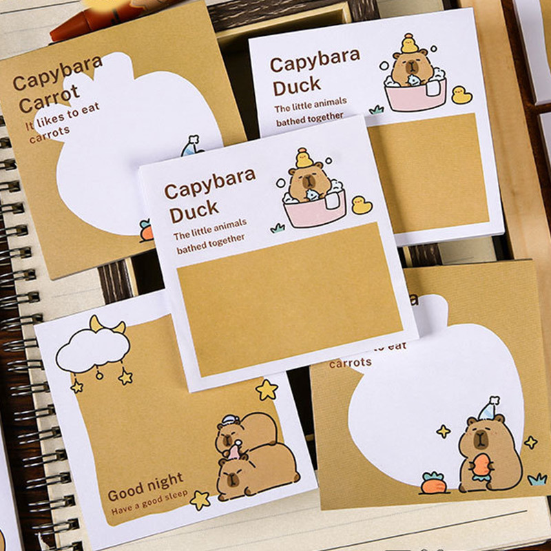 50 Folhas Adoráveis Desenho Animado Série Capybara Notas Adesivas ...