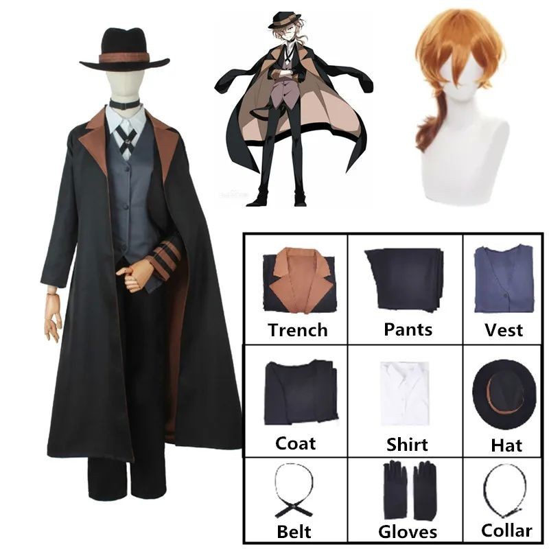 Anime Bungou Stray Dogs Homens Mulheres Nakahara Chuuya Cosplay Costume ...
