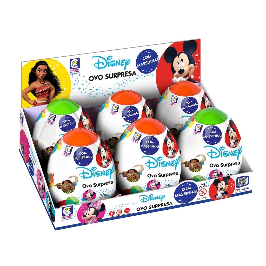 Brinquedo Ovo Surpresa Com Massinha Disney Molde Personagens Moana E ...