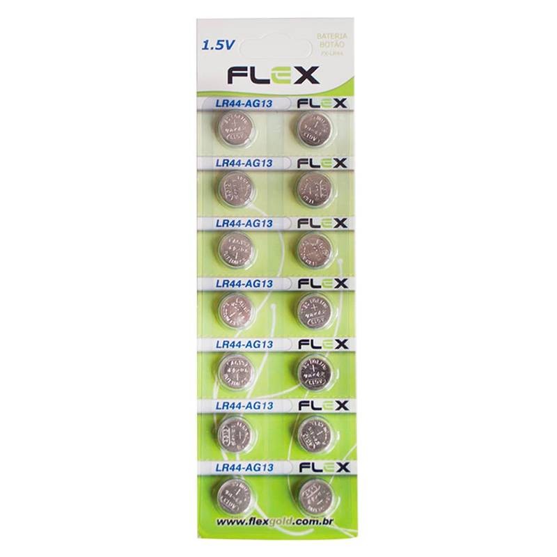 Bateria Botao Lr44 ( Cartela C/ 14 Unid.) Flex Fx-lr44 | Shopee Brasil
