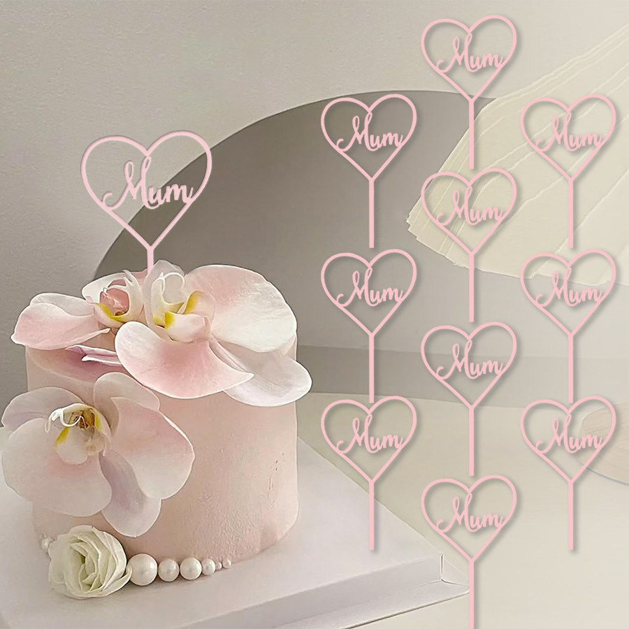 10pcs Feliz Dia Das Mães Toppers De Bolo Rose Gold Acrílico Melhor ...