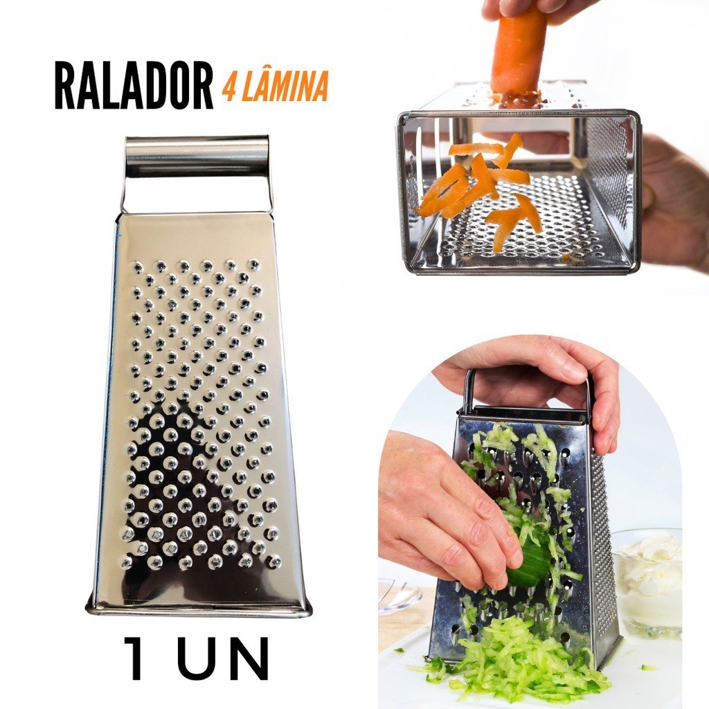 Ralador de Legumes Inox 4 Faces Cabo Inox Para Cozinha 21 cm | Shopee ...