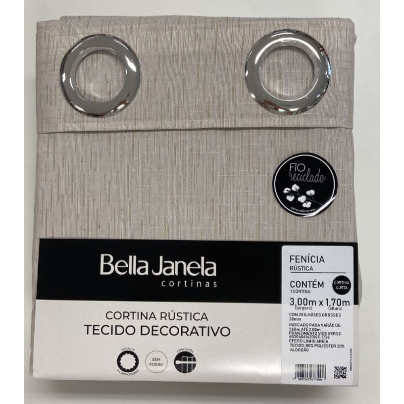 Cortina Rústica 3,00 x 1,70 Fenícia Bella Janela | Shopee Brasil