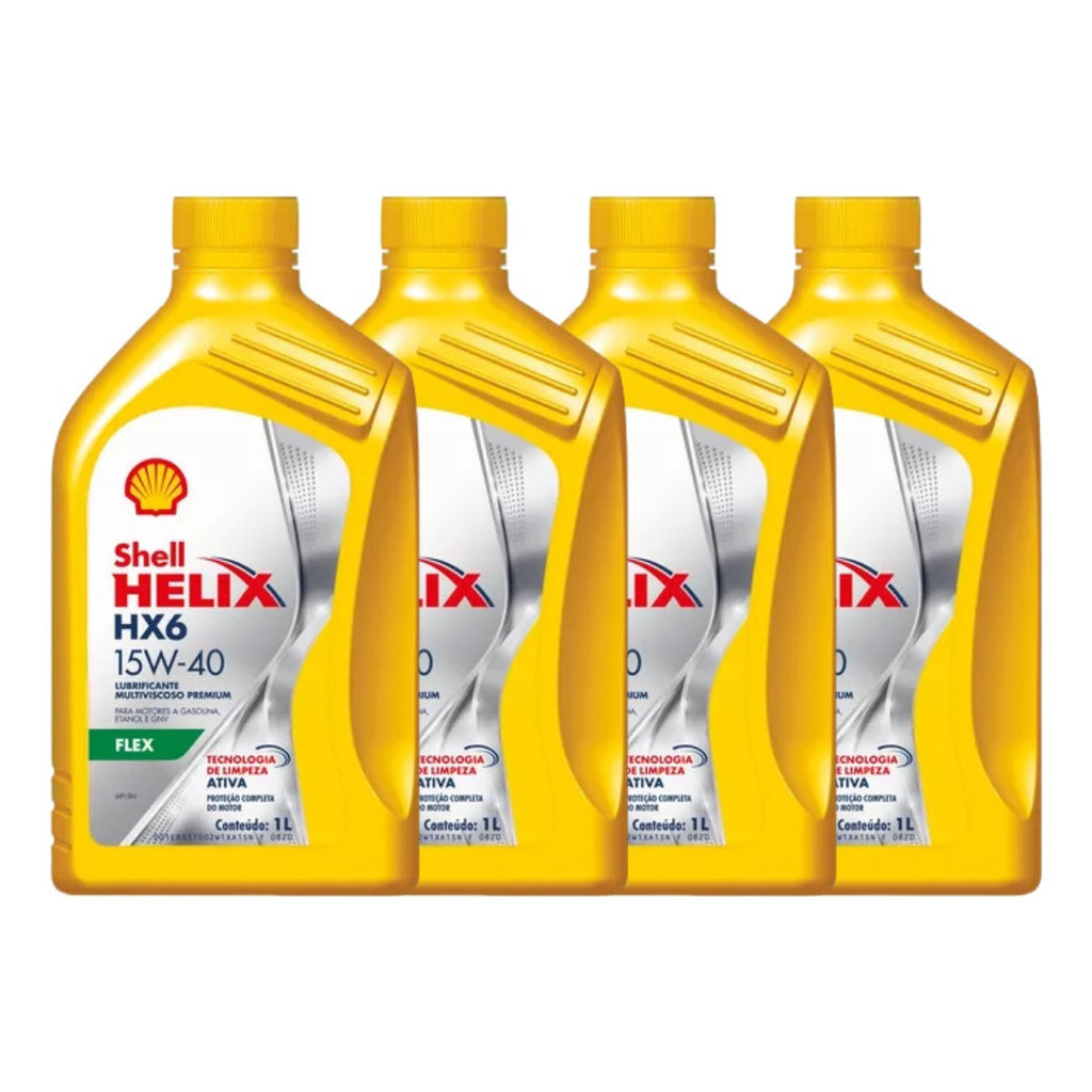 Kit 4 Litros De Óleo Shell Helix Hx6 15w40 Api Sn | Shopee Brasil