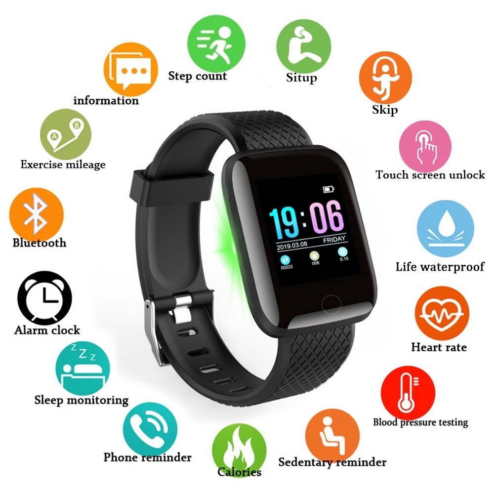 Smartwatch D13/116Plus Com Tela Colorida Do Monitor De Frequência Cardíaca E Pressão Arterial ...