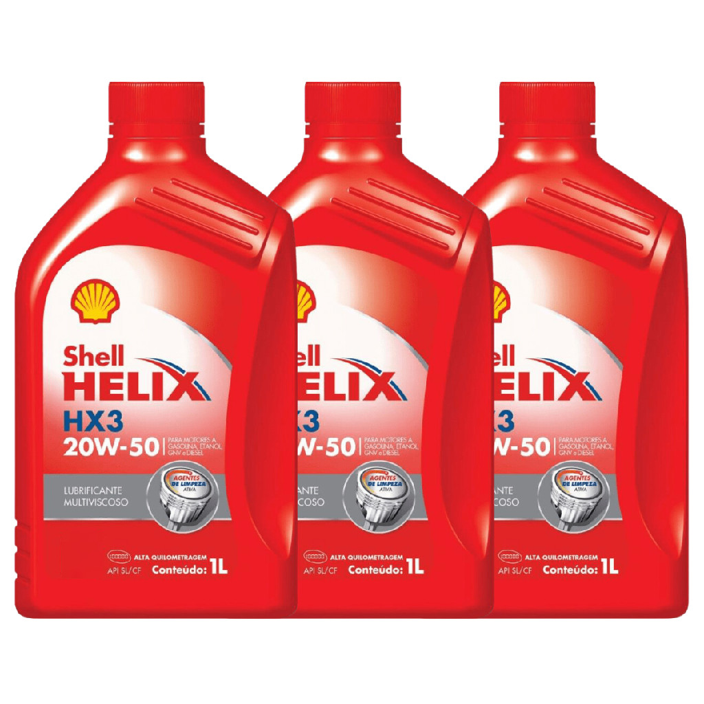 Kit C/ 3 Óleo de Motor Shell Helix HX3 Mineral 20W50 API SL 1L | Shopee ...