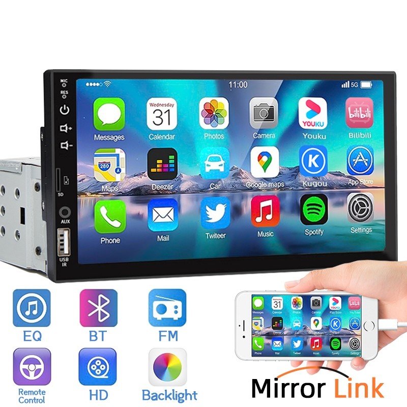 [DN] Central Car Multimedia 1 Din 7 Polegadas MP5 Bluetooth com Tela Sensível ao Toque USB/AUX ...