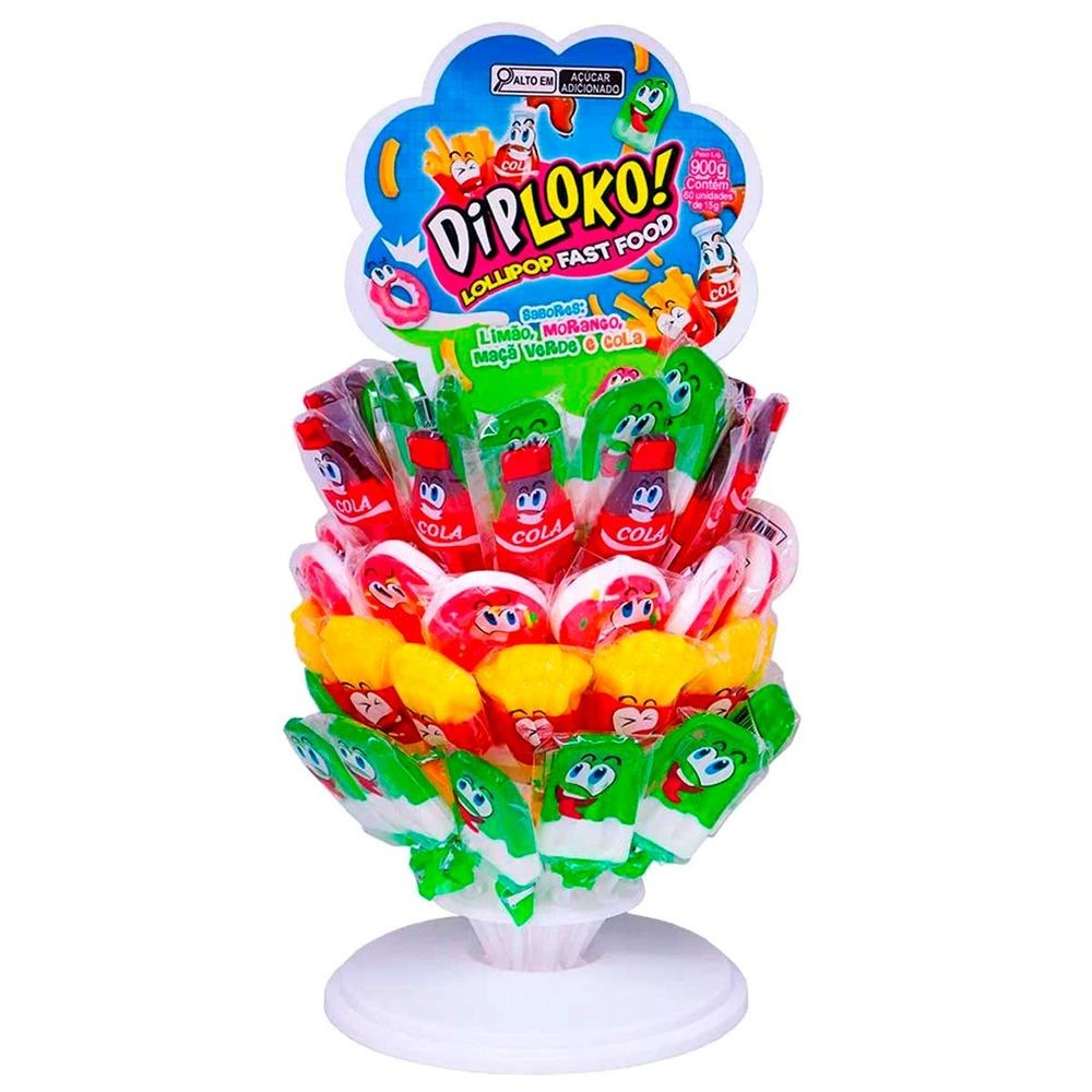 Pirulito Diploko Torre 60x15g Fast Food | Shopee Brasil