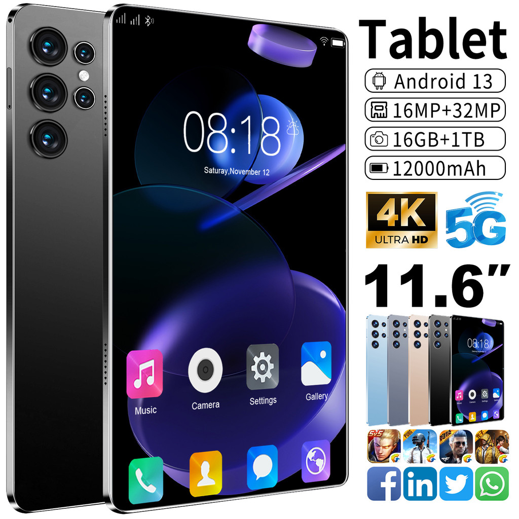 2025 Tablet PC 11.6 Polegada Android 13 10 núcleo processador 16GB RAM ...