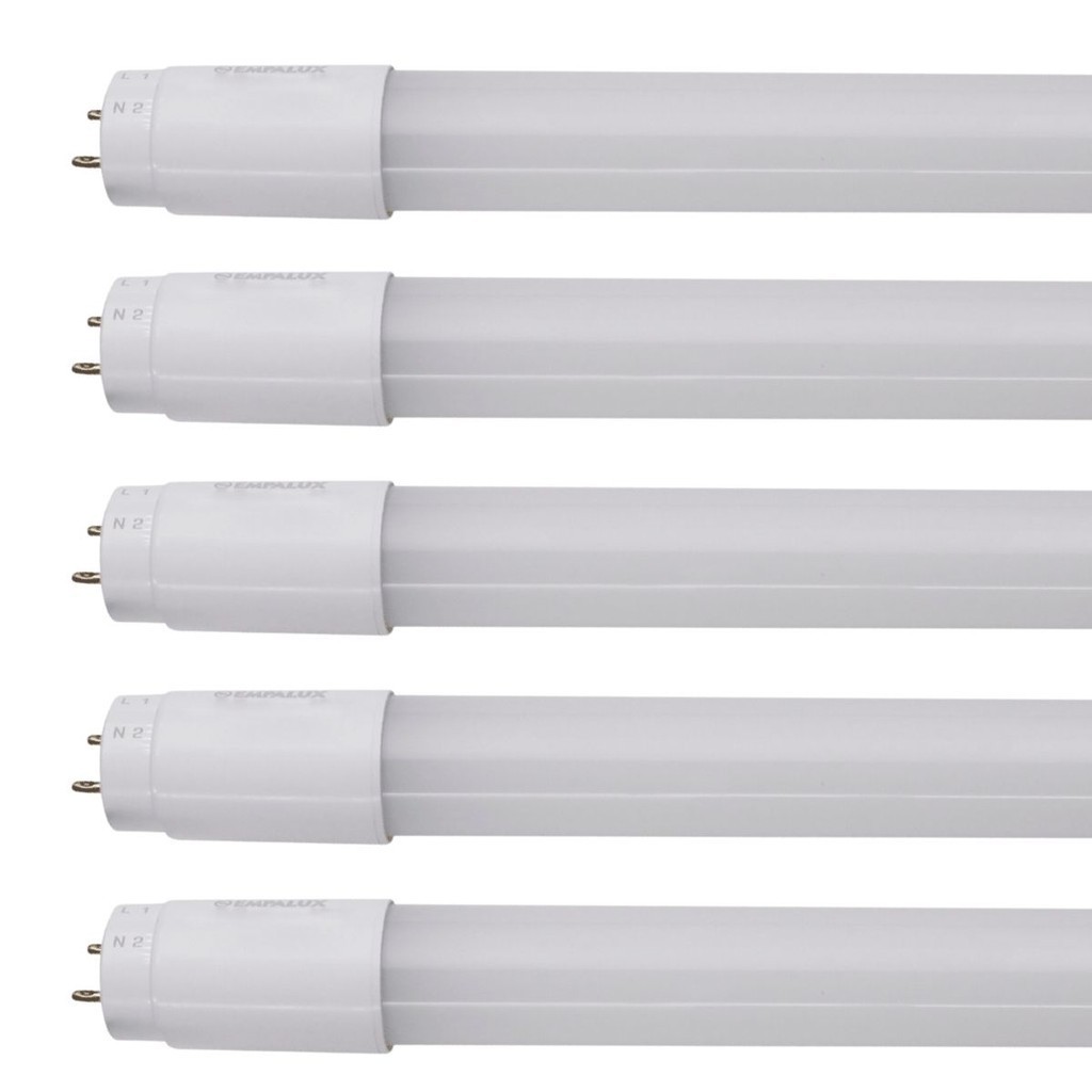 Kit 5 Lâmpada Tubular Led 60cm 10w Branco Frio 6500K Luz Branca T8 Empalux 900lm G13 Bivolt ...