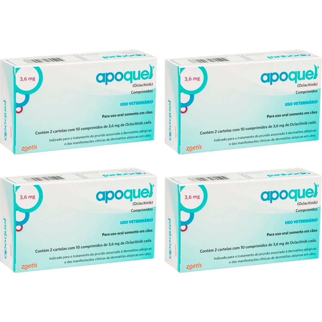Apoquel 3,6mg 20 Comprimidos - Zoetis - 4 Unidades | Shopee Brasil