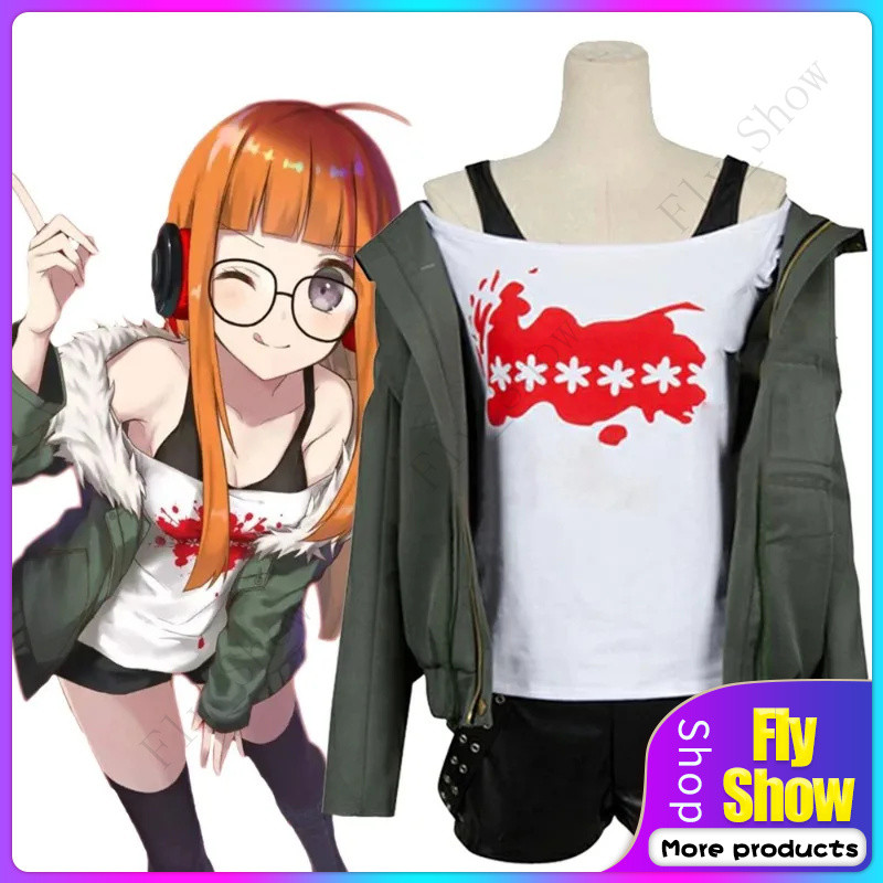 Fantasia de Cosplay Futaba Sakura do Jogo Persona 5 para Mulheres, Conjunto Completo de ...