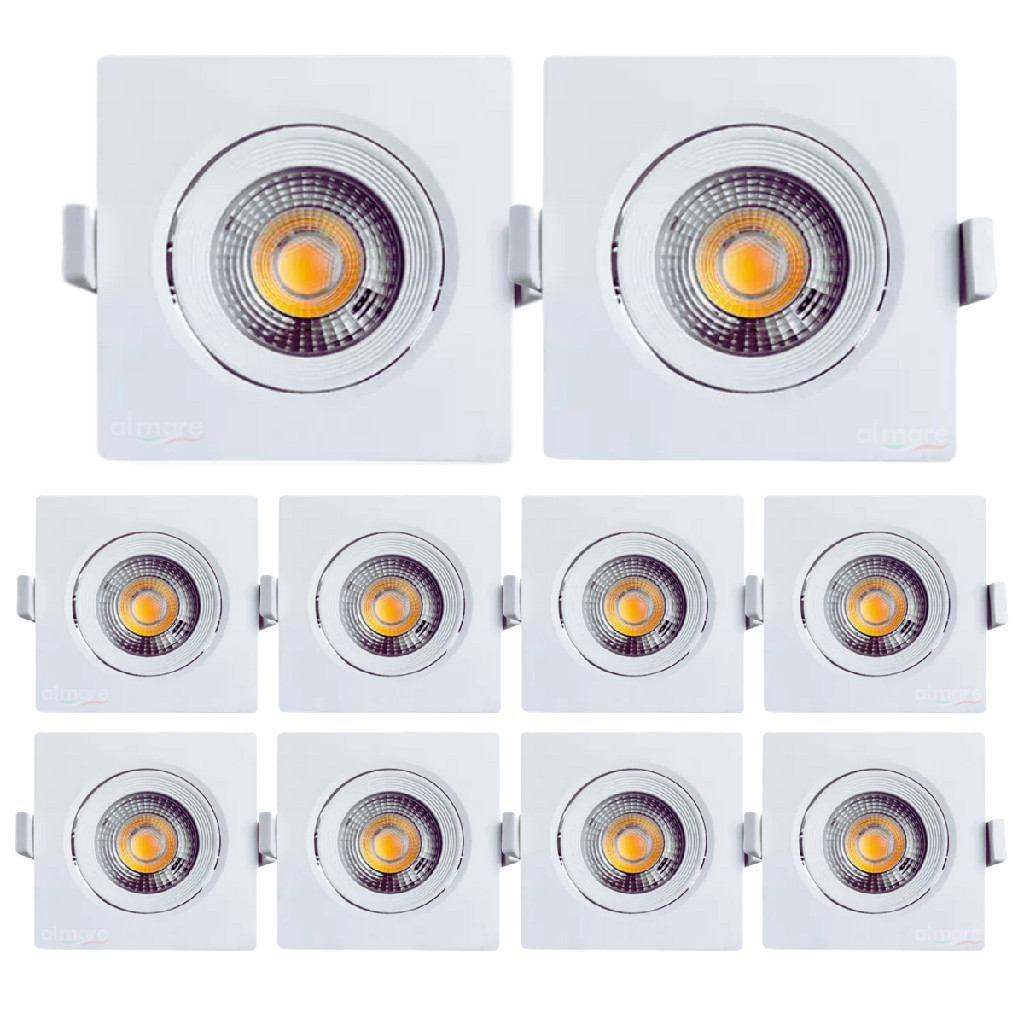 Kit 10 Spot Led Smd 7w Dicróica Direcionável Quadrado - Branco Quente ...