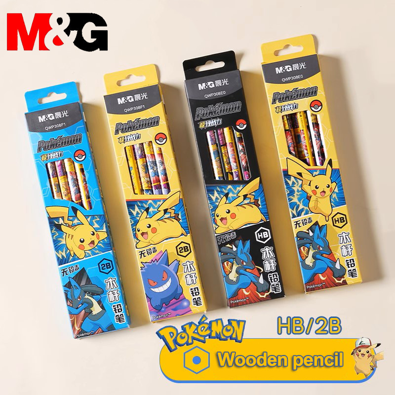 12pcs M & G x Pokemon Co Lápis Infantil Da Marca HB/2B Com Cabeça De ...