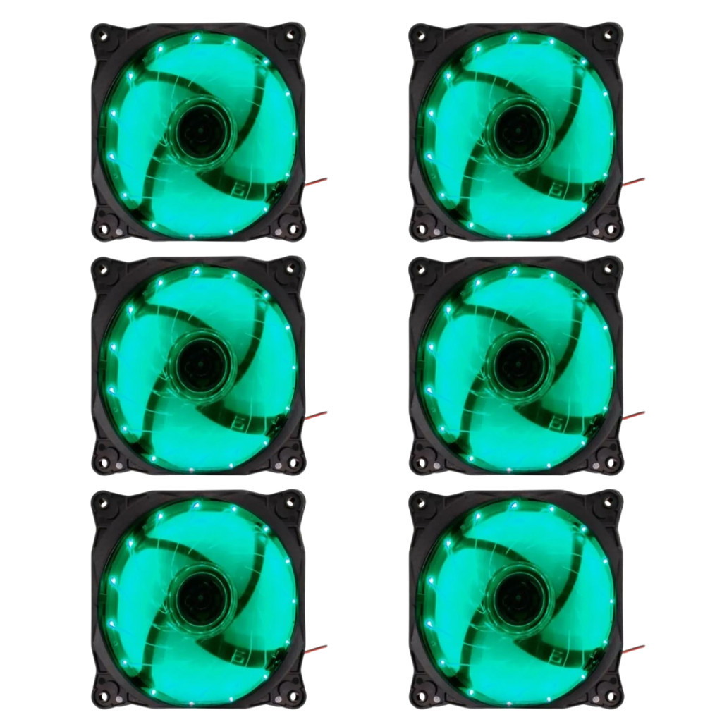 Kit 6 Fan Cooler Gamer Led Verde 120x120mm | Shopee Brasil