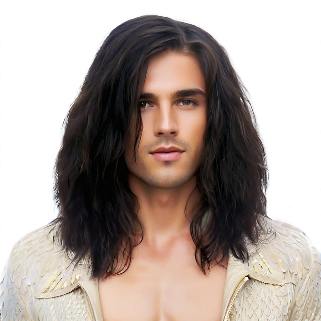 Nova Moda AliExpress Peruca Rolo De Lã Preto Médio Longo Cabelo Sem ...