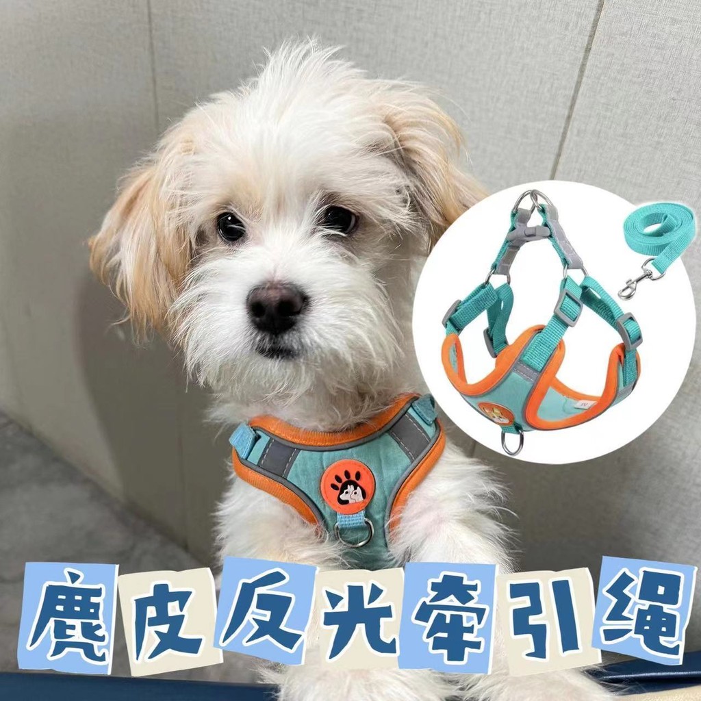 Trela de cachorro reflexiva cinta peitoral tipo colete pequeno cão ...