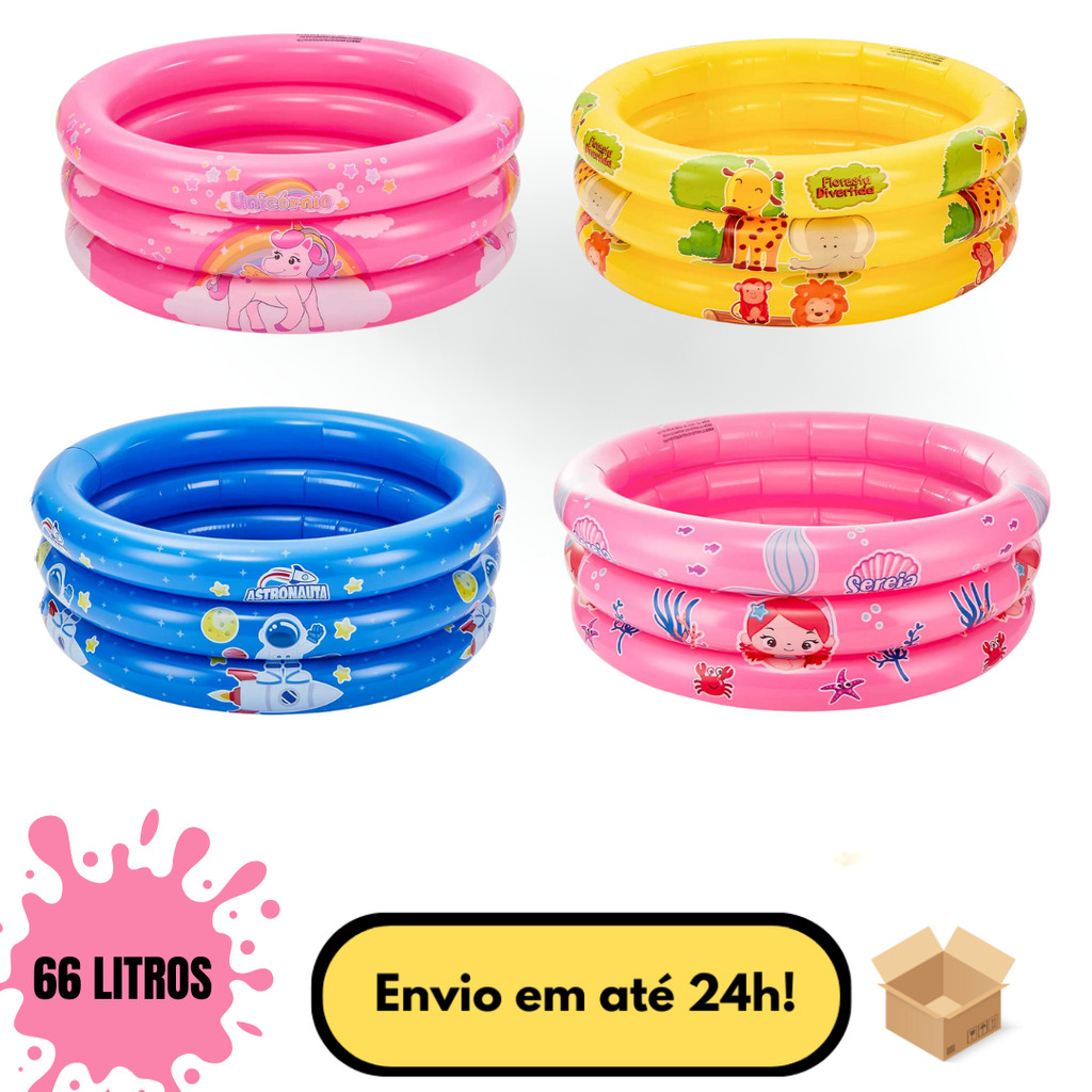 Piscina Infantil Inflável 66 Litros Bebe Criança Redonda Grande Piscina ...