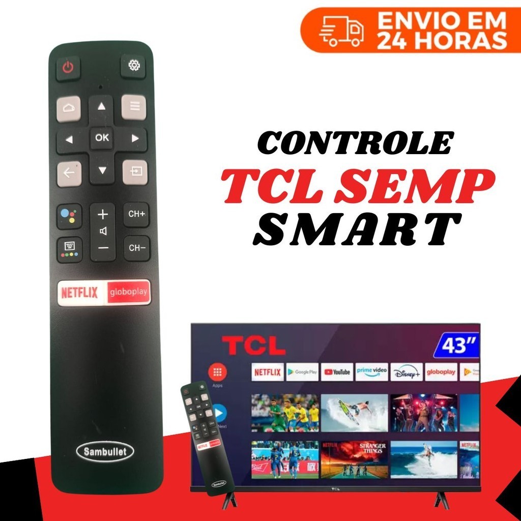 Controle TCL Smart 4k Android Netflix e Globoplay - 8249 | Shopee Brasil